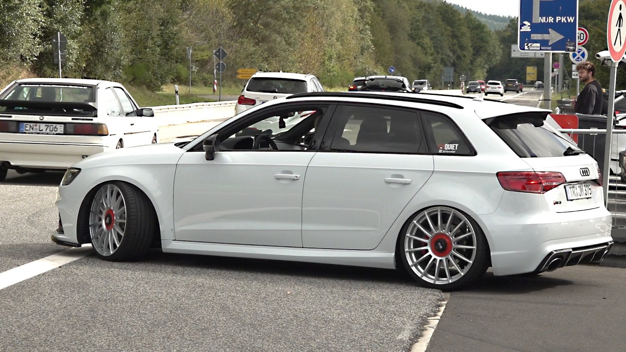 Audi RS3 Avant ribassata con assetto estremo e cerchi profondi