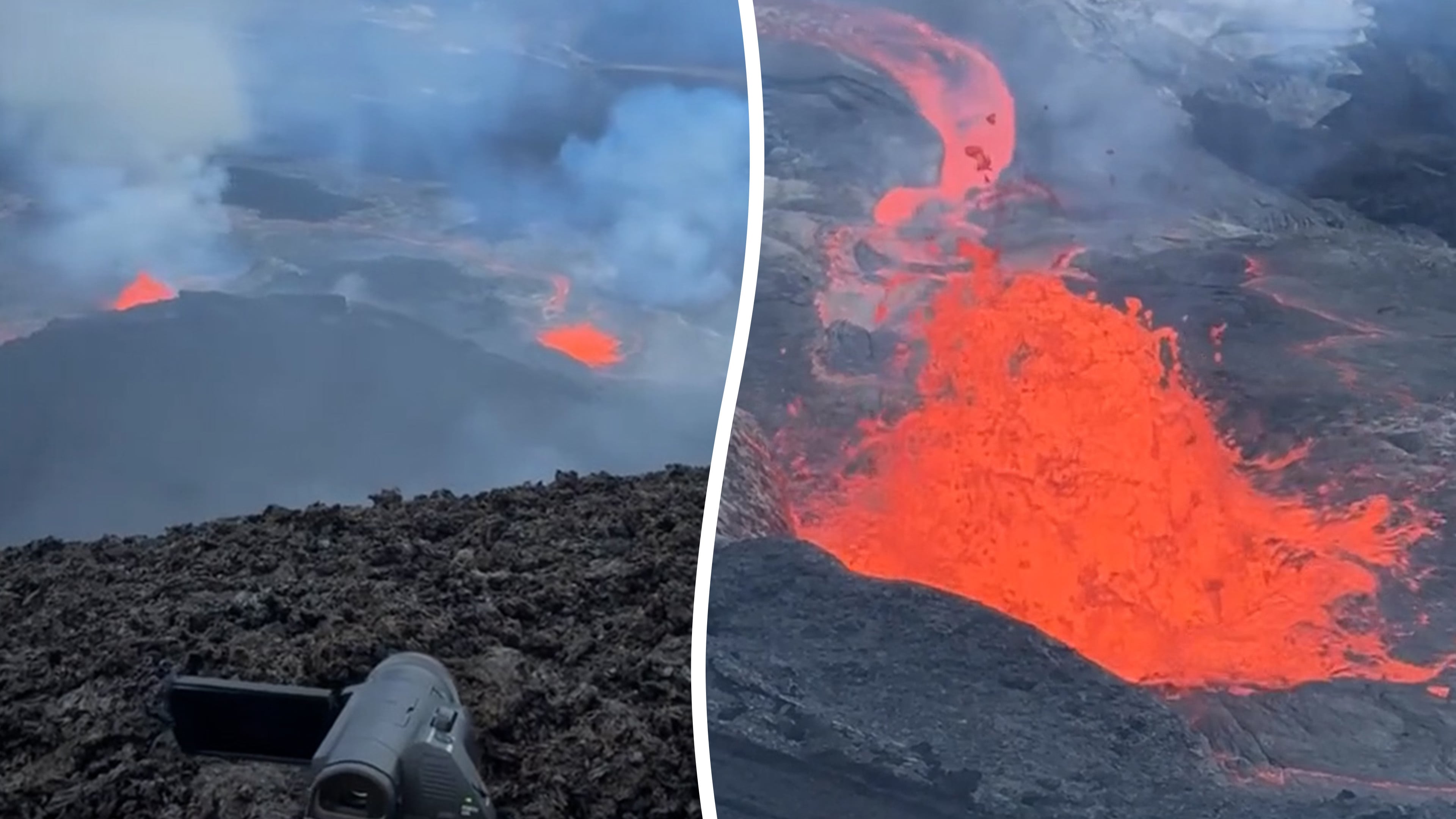 Dramatic moment Hawaiian volcano Kilauea erupts with 50 foot lava fountains