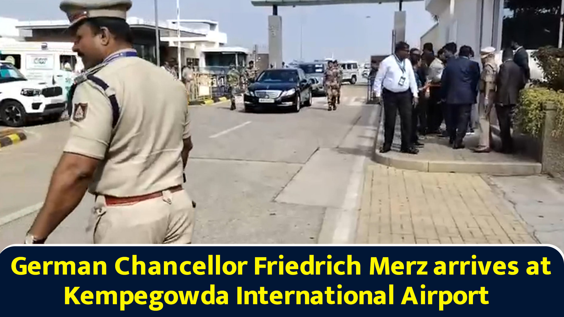 German Chancellor Friedrich Merz arrives at Kempegowda International ...