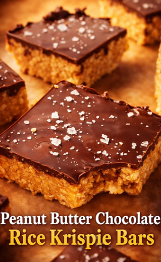 Peanut butter chocolate rice krispie bars (vegan & no-bake)