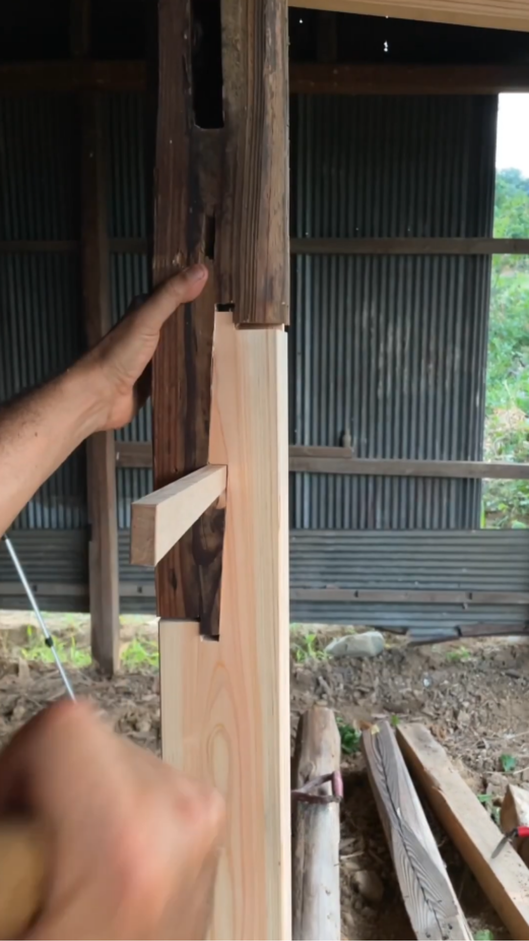 Using kanawa tsugi to repair a post