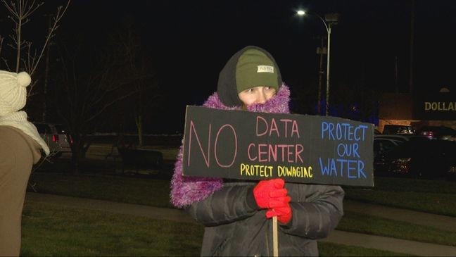 Dowagiac residents rally at City Hall, urging moratorium on new data ...
