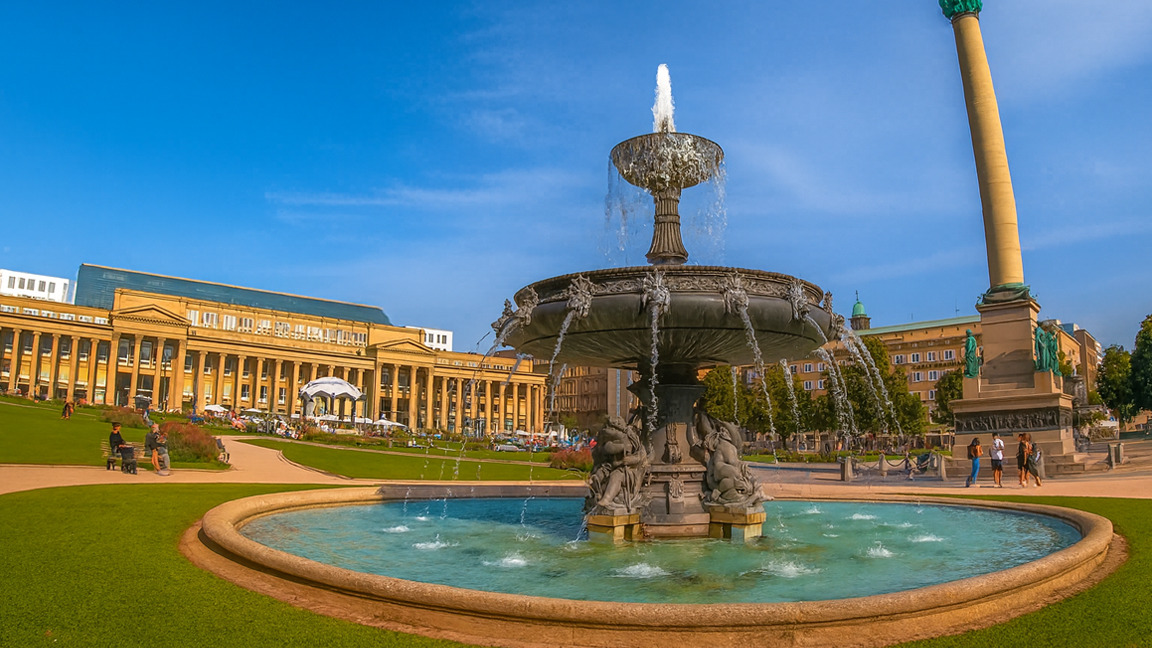A morning walk at Schlossplatz in Stuttgart Germany