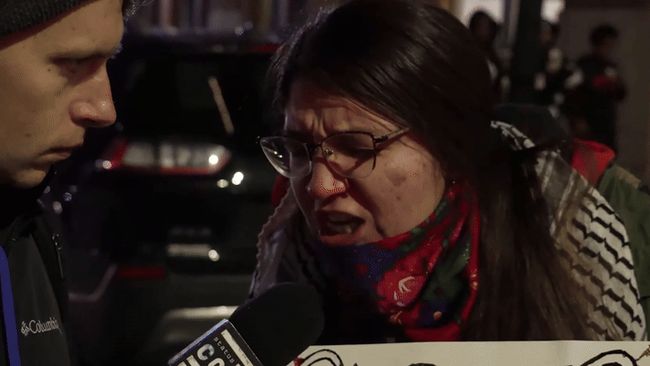 Anti-ICE protester launches into impassioned monologue about land ownership