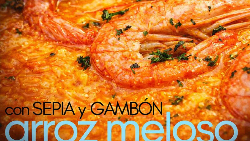Arroz meloso de sepia con gambón, gambas o langostinos