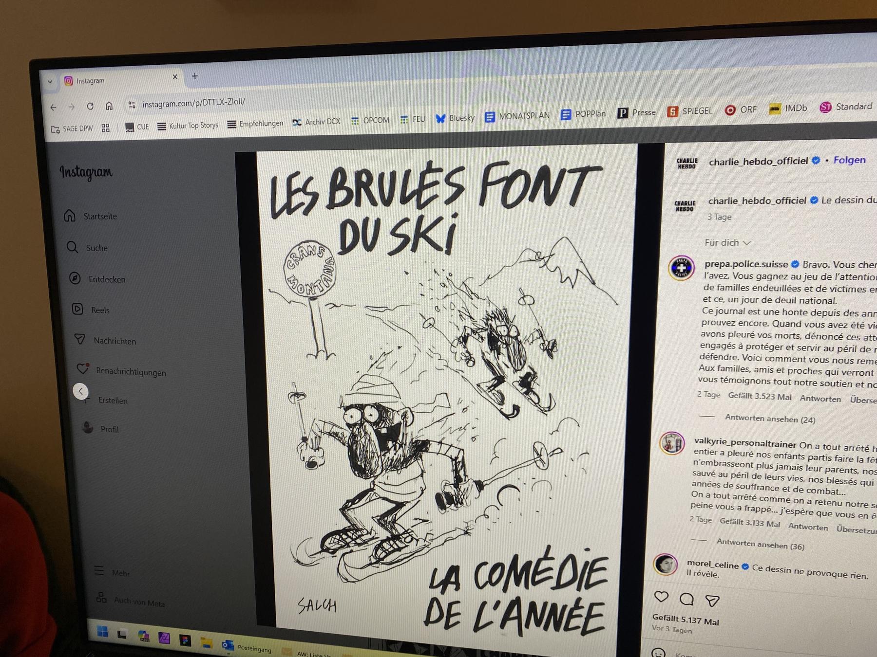 „Charlie Hebdo“-Karikatur zu Crans-Montana sorgt für Entrüstung – und ...