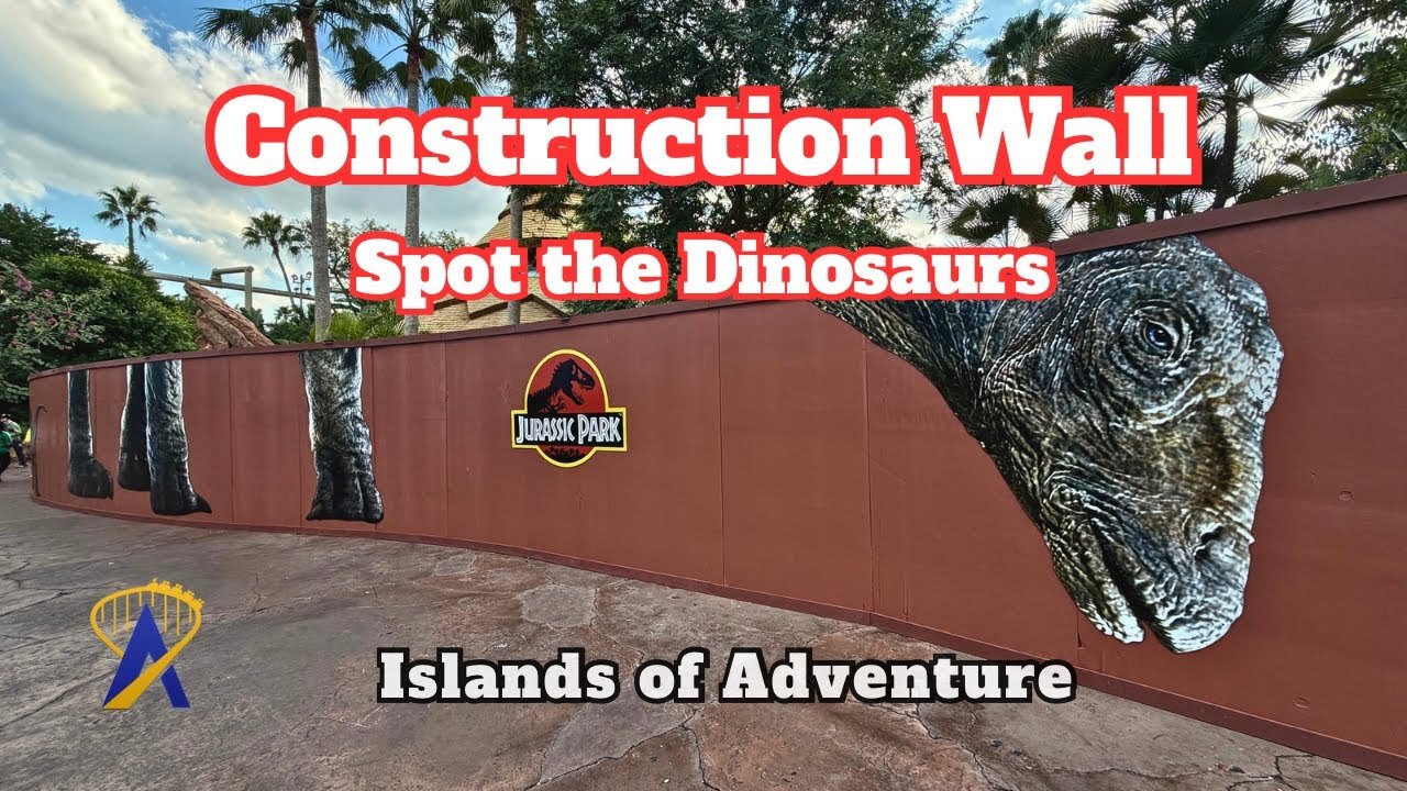 Jurassic Park River Adventure construction wall - can you name all the ...