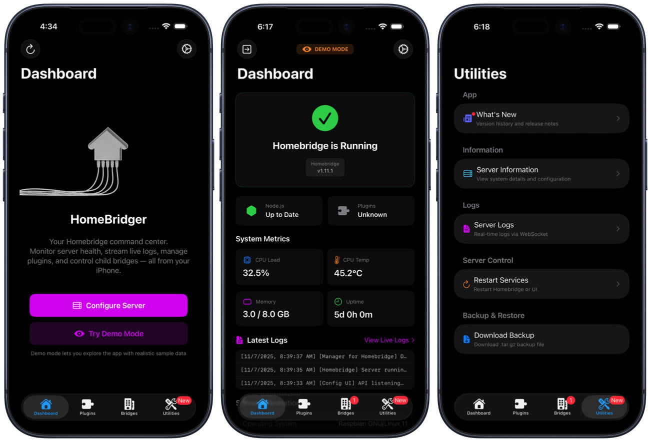 Homebridger, une app chargée de superviser Homebridge depuis un iPhone ...