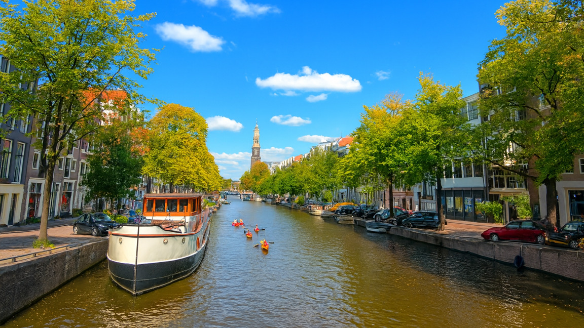 Amsterdam canal view in the city centre
