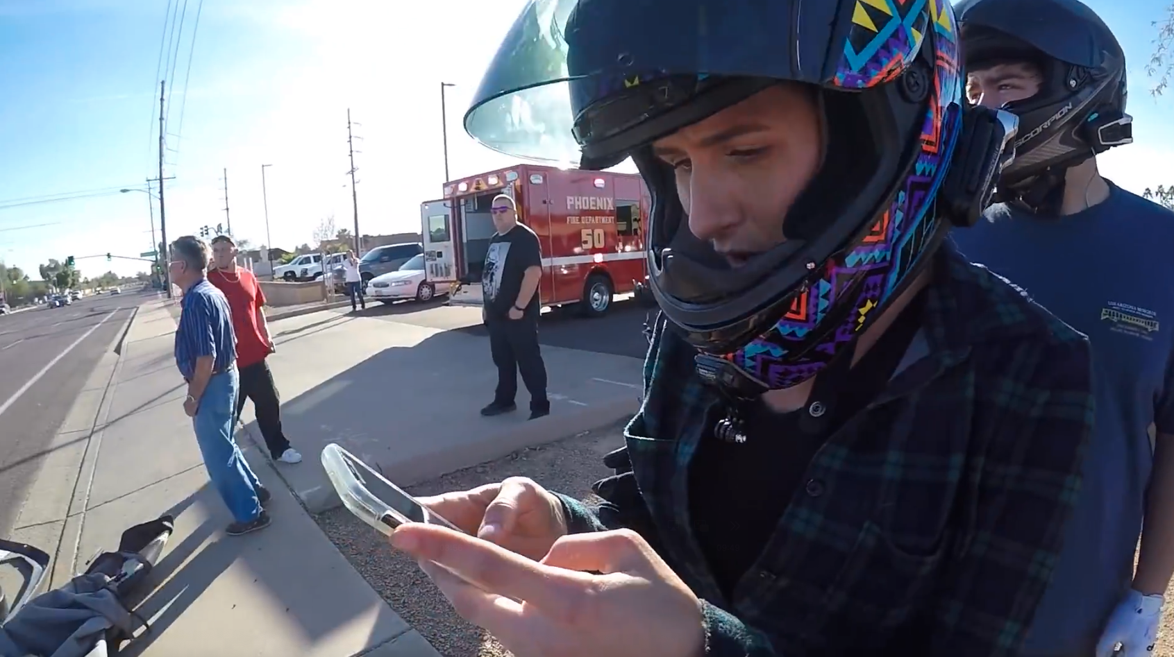 Terrifying vehicle flip documented on motorcycle helmet camera