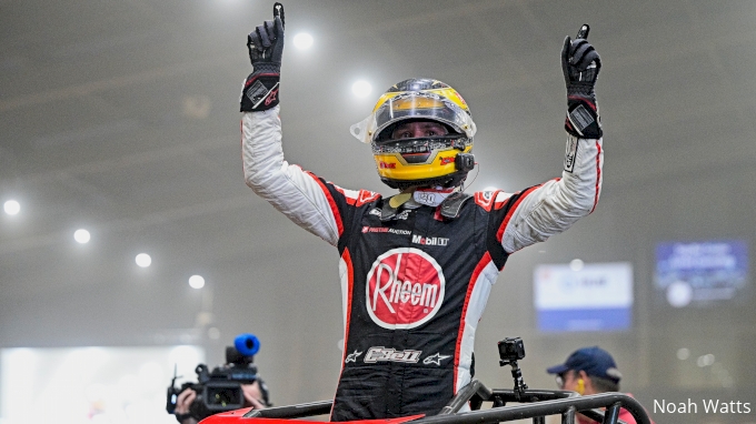 Christopher Bell reacts after back-to-back Chili Bowl Race of Champions ...