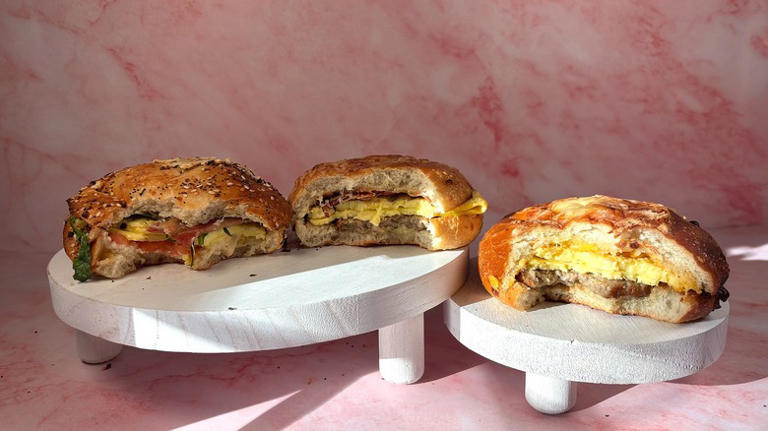 I tried Panera's new breakfast asiago bagel stacks, and the sauce does ...