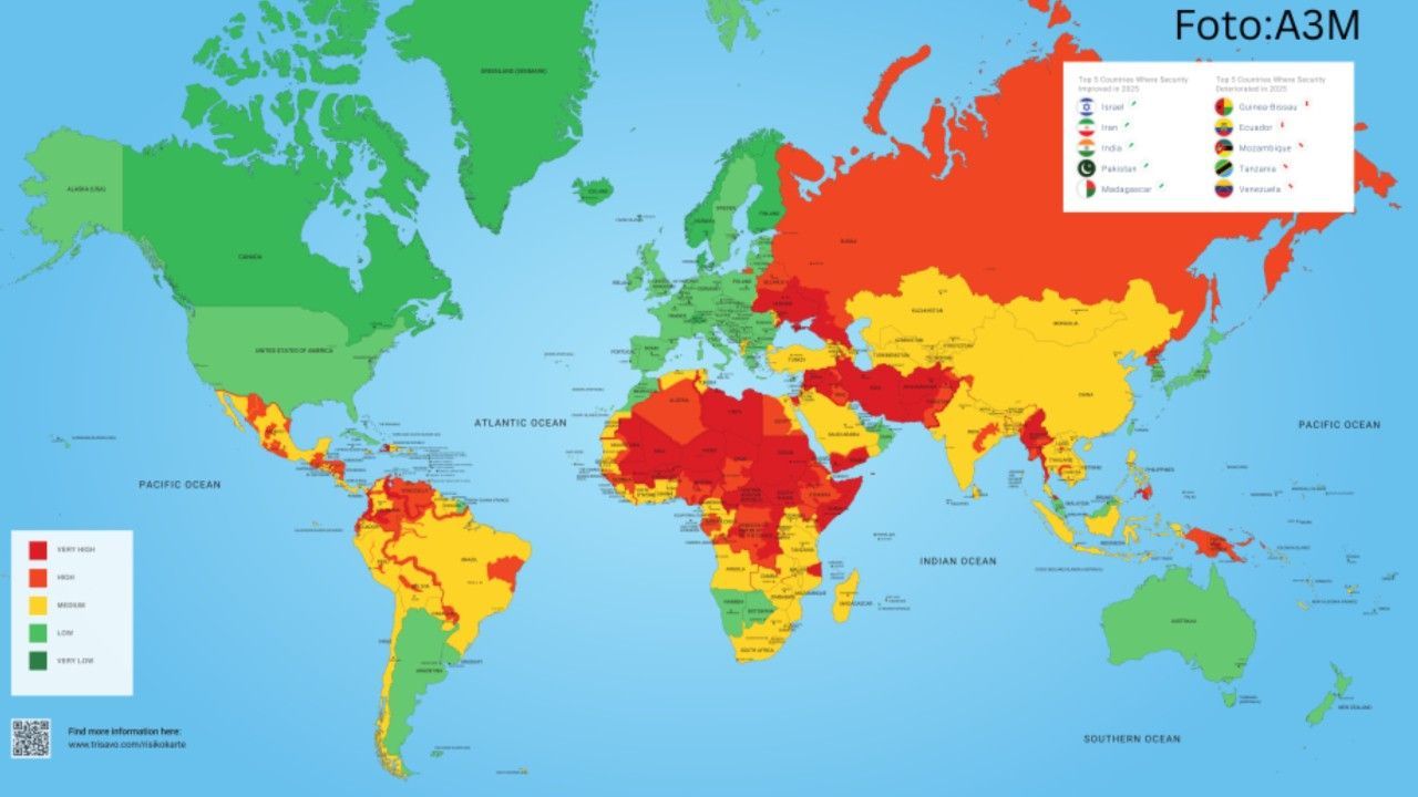 Risk-Map 2026: In diese Länder keinesfalls reisen