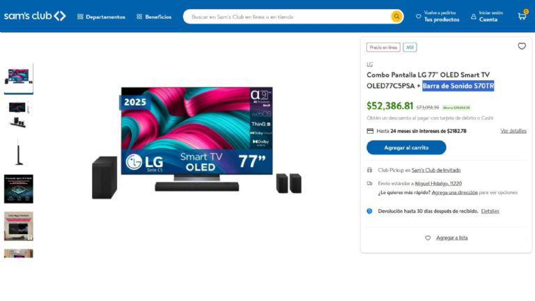 Pantalla Smart TV LG OLED 4K de 77 pulgadas + barra de sonido se ...