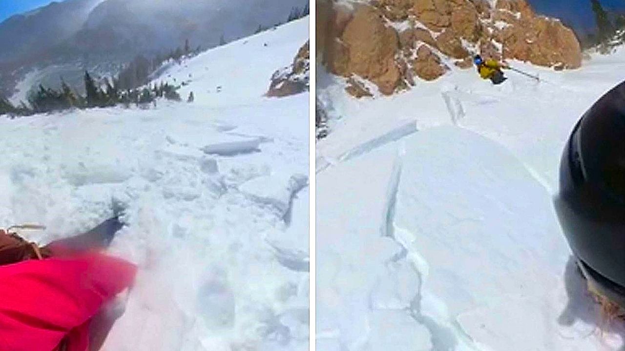 Sudden slab avalanche sweeps skiers and snowboarders through steep ...