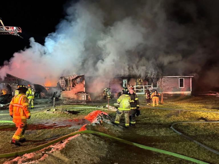 North Country fire departments battle blaze in Pamelia