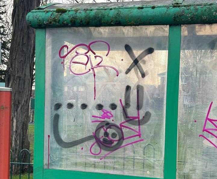 Bus stop outside Manor Park Children’s Play Area in Swanscombe targeted ...