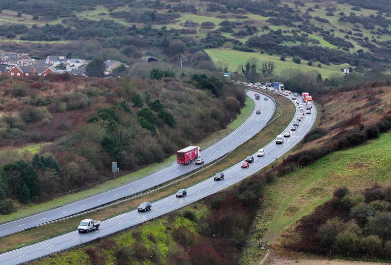 Lorry catches fire and leaks fuel on A27 in Sussex: Photos show ...
