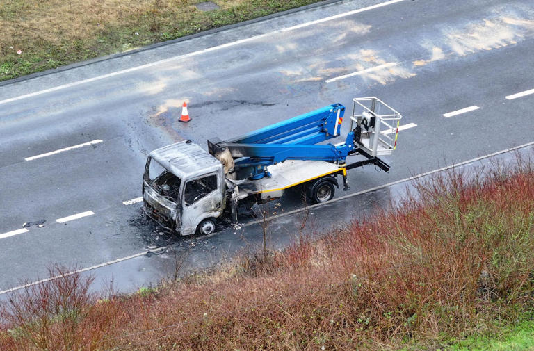 Lorry catches fire on A27 in Sussex: Photos show emergency response