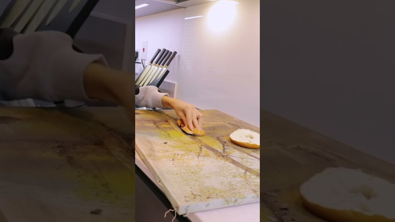 Testing if a bagel can restore an old painting at home