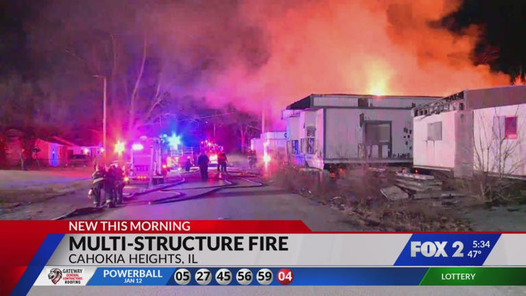 Multiple departments respond to intense overnight fire in Cahokia Heights