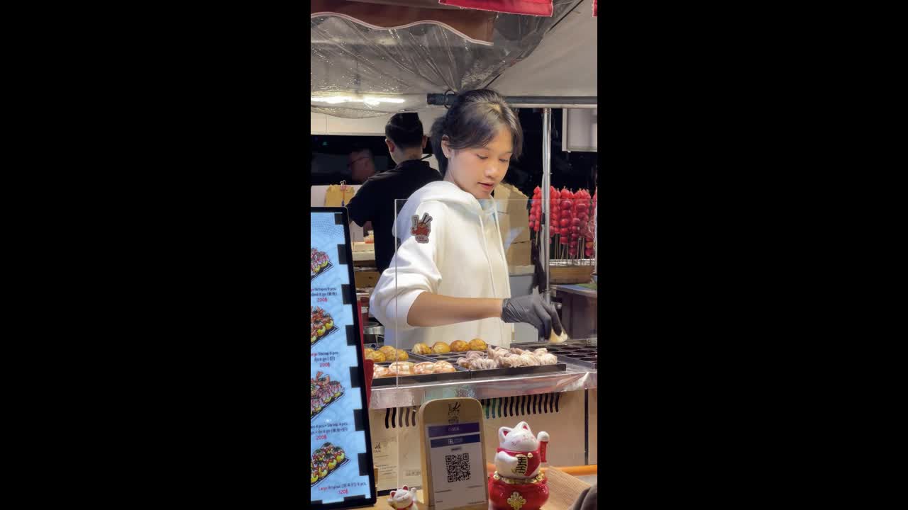 Japanese deep-fried octopus is served up at street food stand