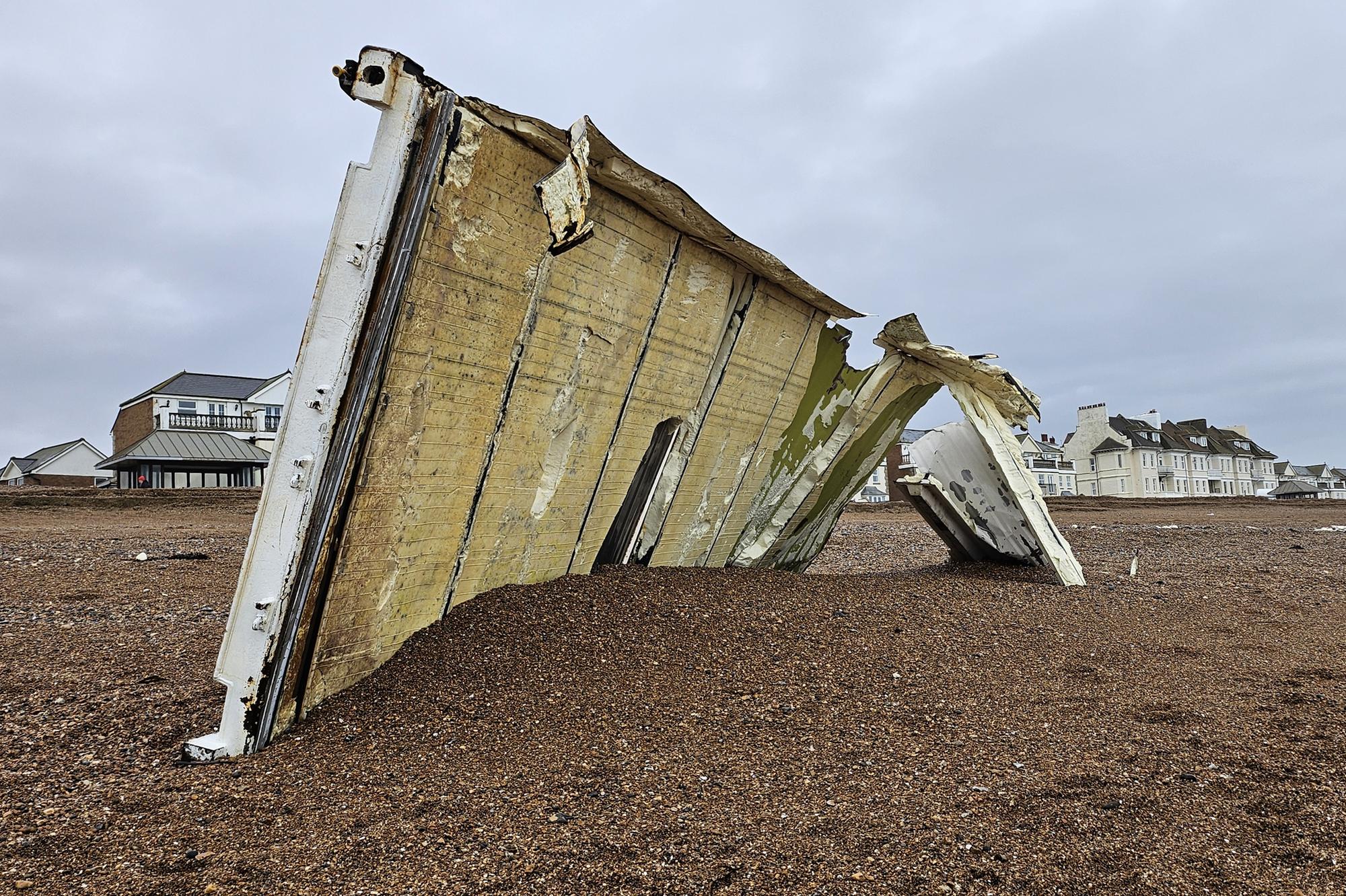Photos show shipping container washed up on Seaford beach in East ...