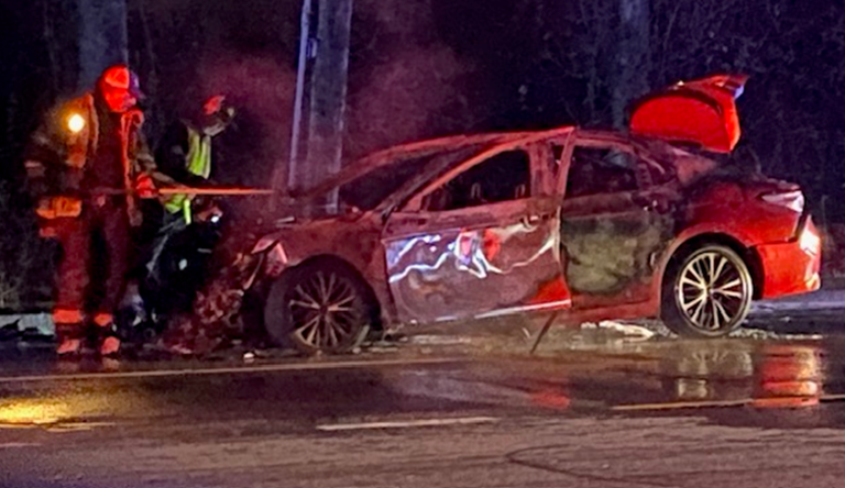 Fiery crash in Garden City causes morning backups on Dean Forest Road