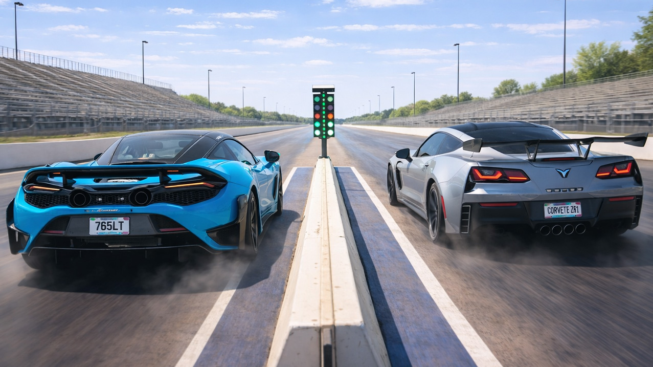 Corvette ZR1 vs McLaren 765LT drag race