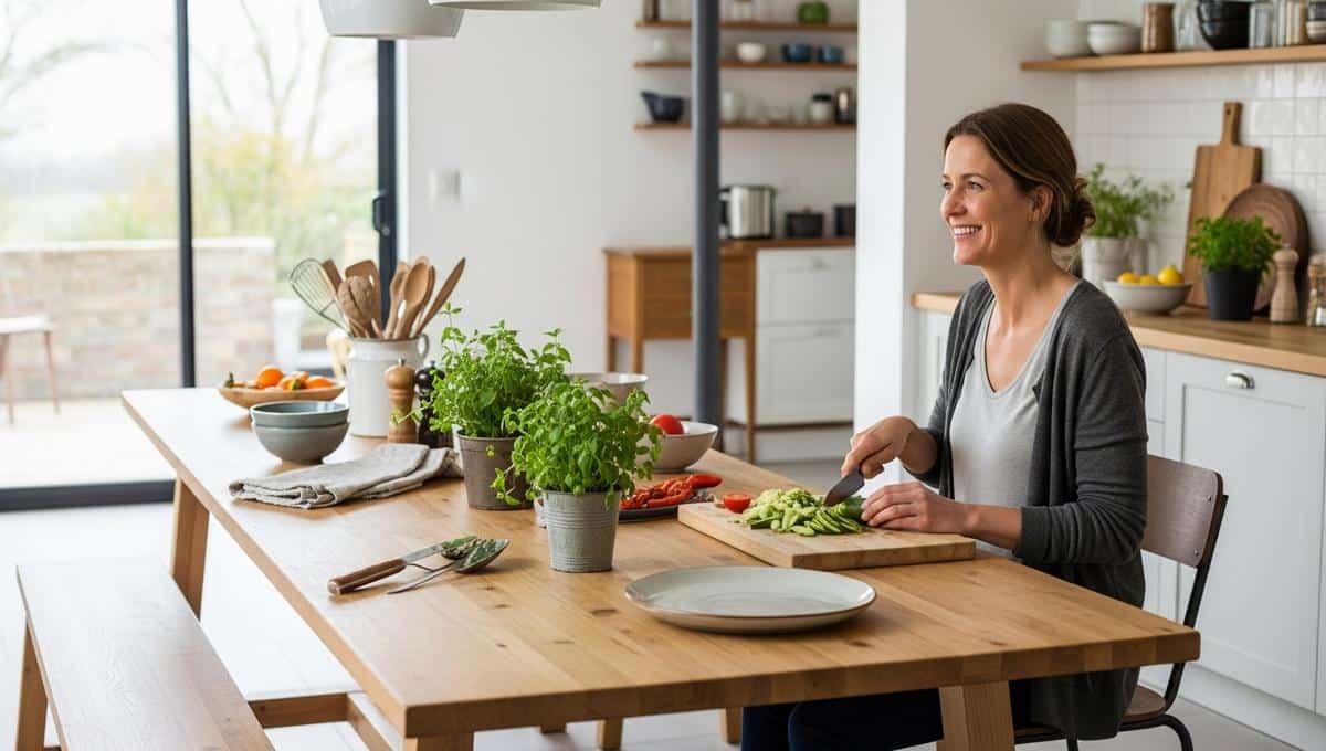 Kitchen island removal: A communal table makes the kitchen feel warmer