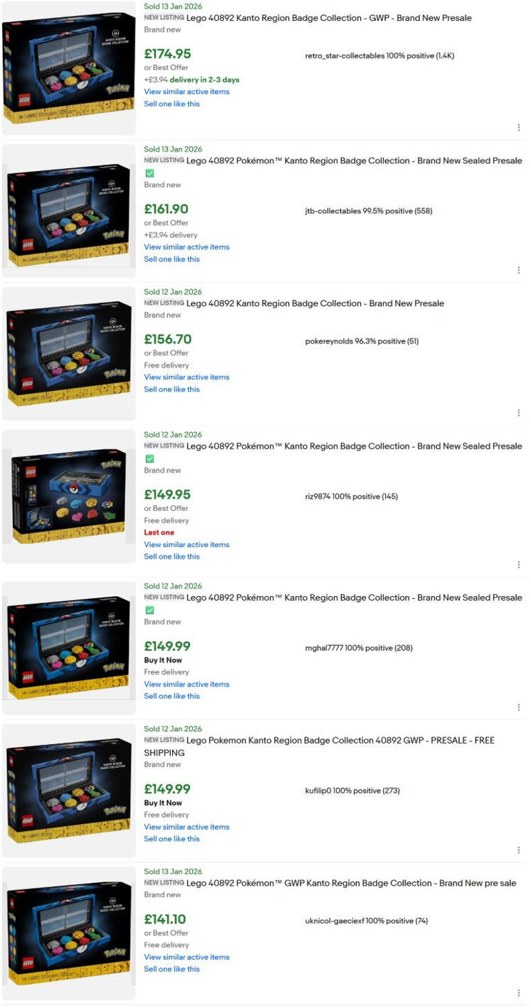 If you really want those Pokémon Lego Kanto region badges, you can ...