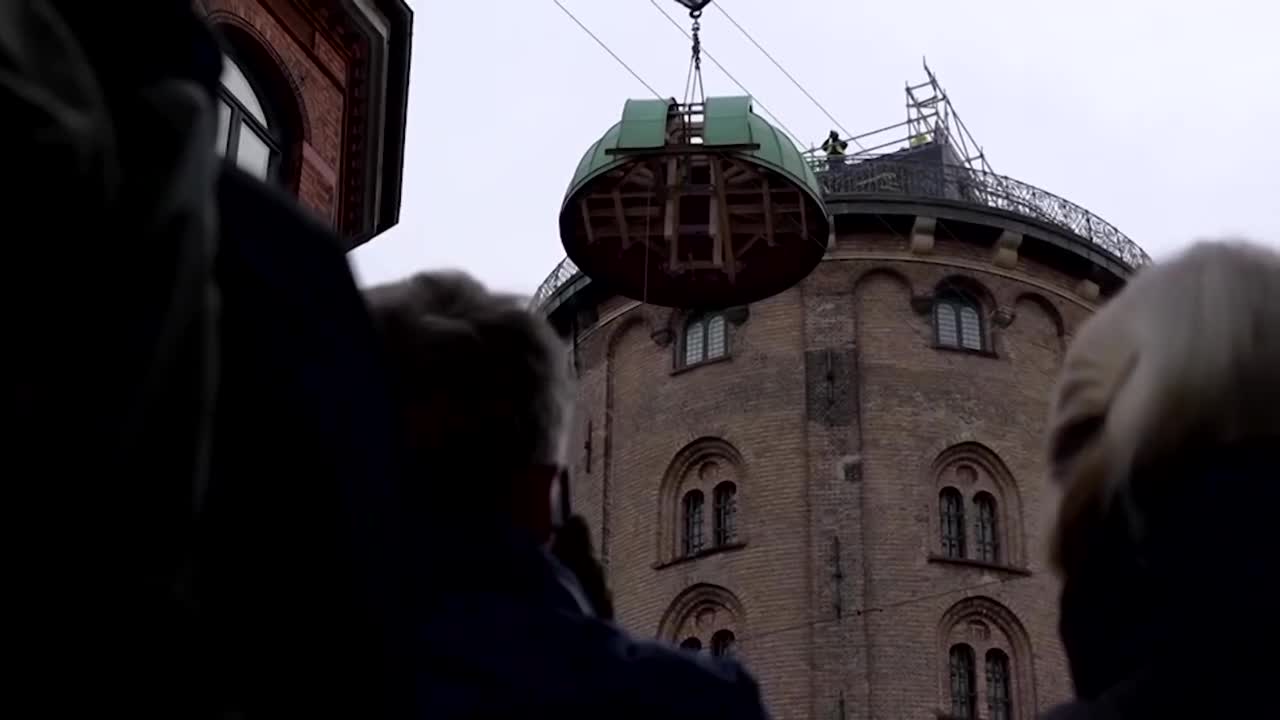 Copenhagen's landmark observatory dome lifted for restoration