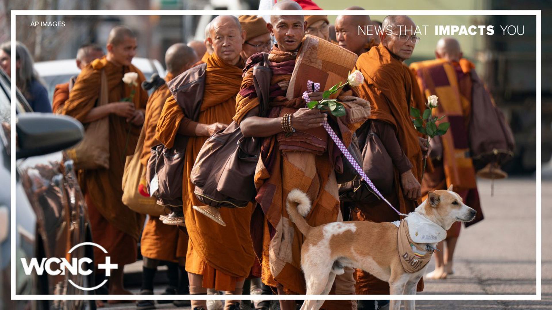 Buddhist monks arrive in Charlotte during peace walk toward Washington DC
