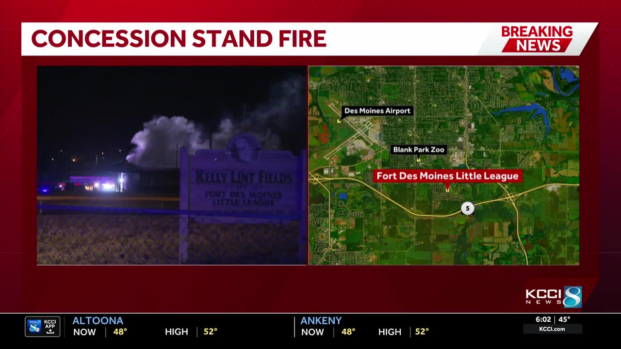 Fire breaks out at Des Moines Little League concession stand