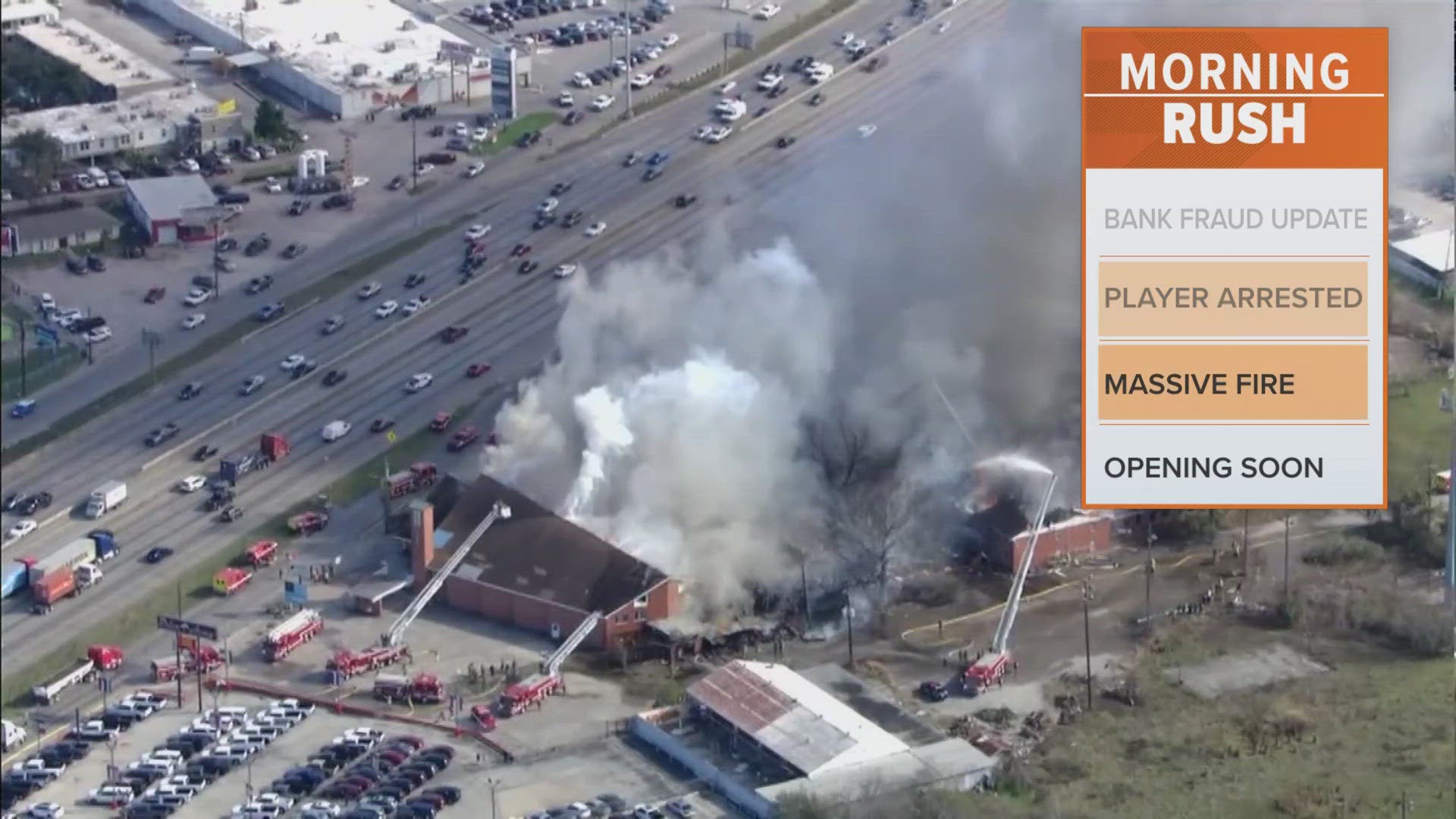 Houston firefighters work to put out a massive church fire