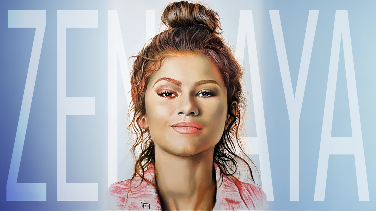 How to draw Zendaya in soft pastels with skin tone secrets