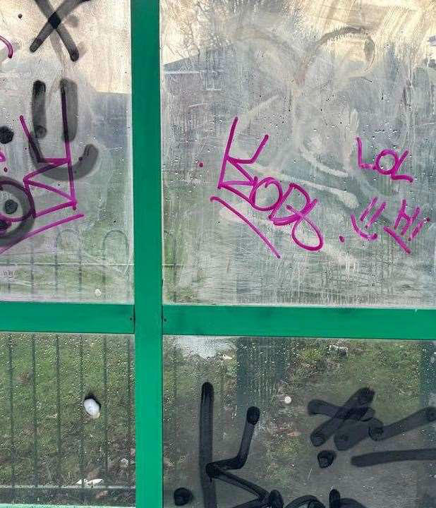 Bus stop outside Manor Park Children’s Play Area in Swanscombe targeted ...