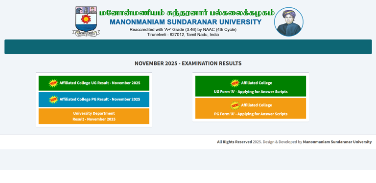 MS University November result 2025 released for UG, PG courses at ...