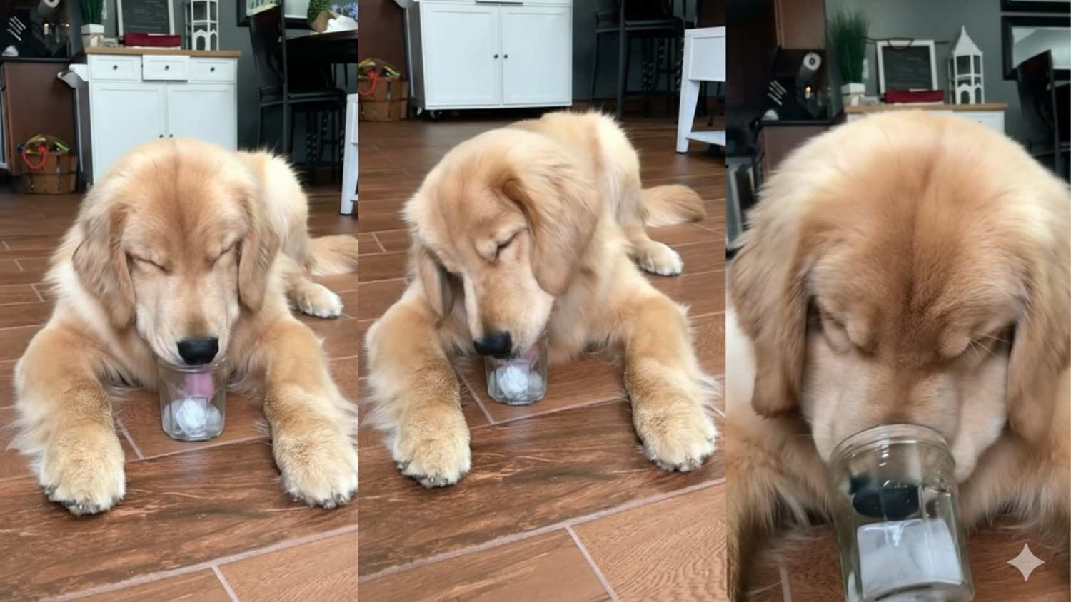 Golden retriever has a cold mission
