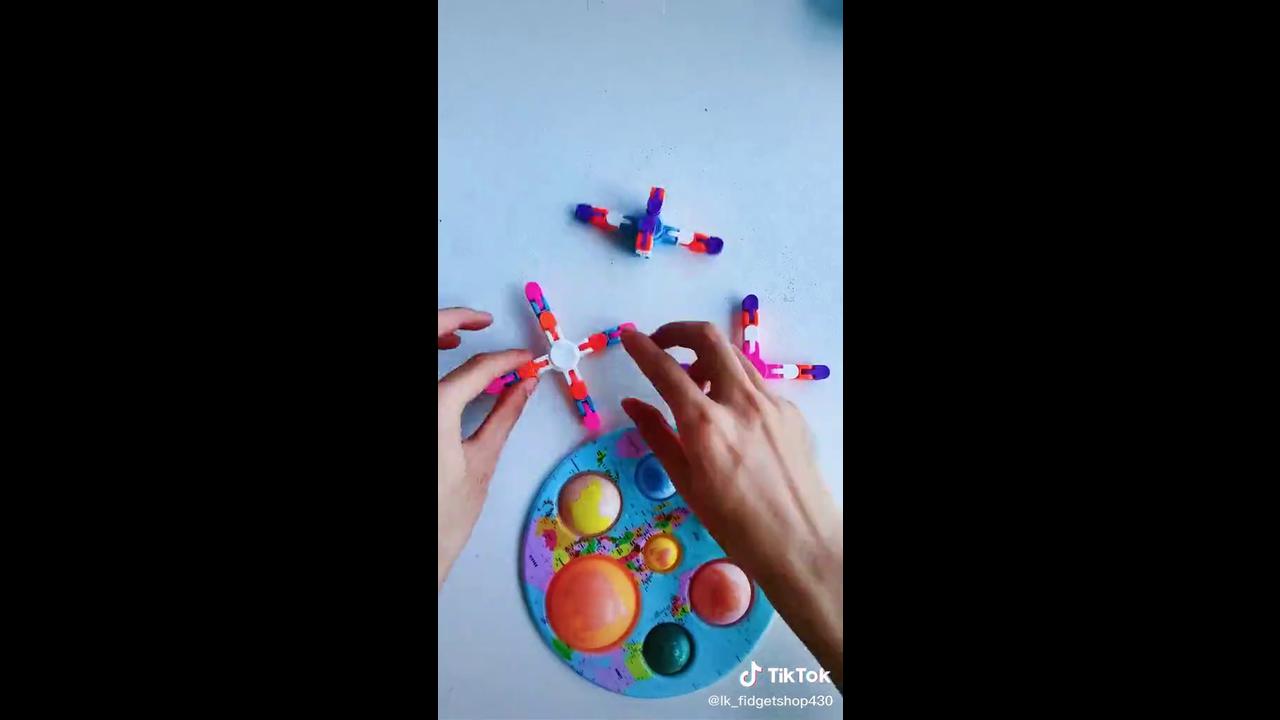 ASMR playing blue pop it planets look