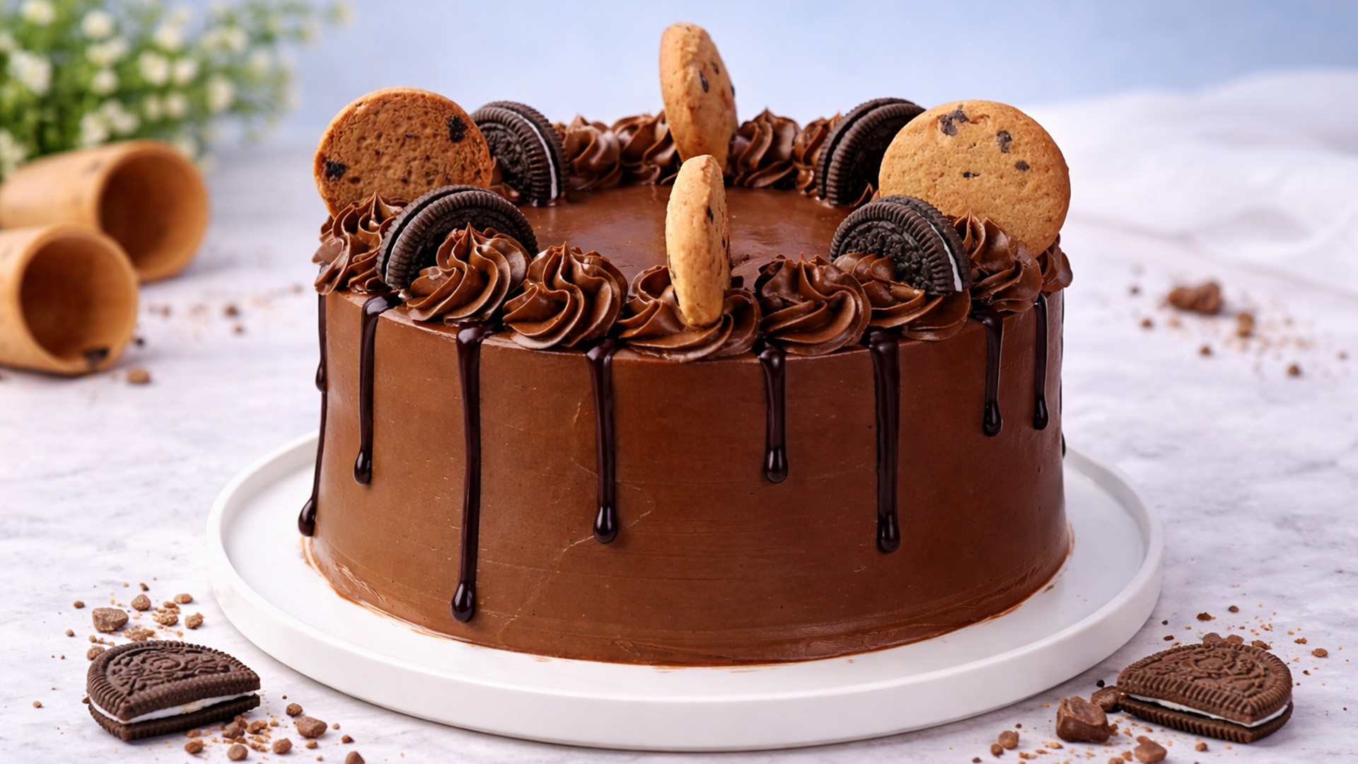 How to make a chocolate cookie drip cake