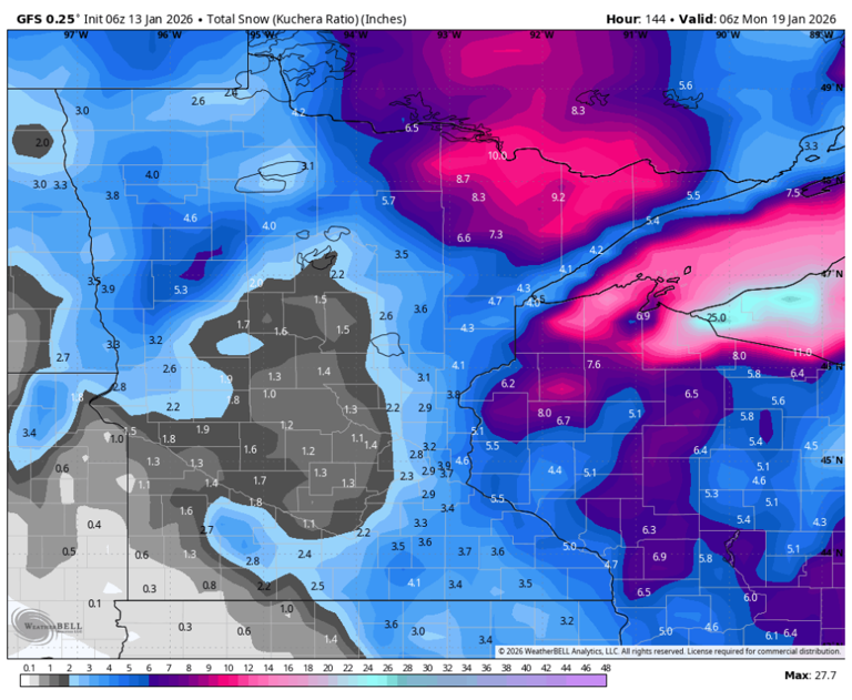 The latest on how much snow could fall in Minnesota Thursday-Sunday