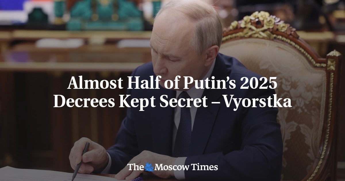 Almost half of Putin’s 2025 decrees kept secret – Vyorstka