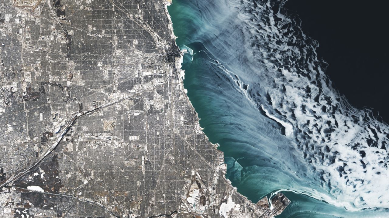 Ethereal ice structures swirl alongside Chicago during extreme cold ...