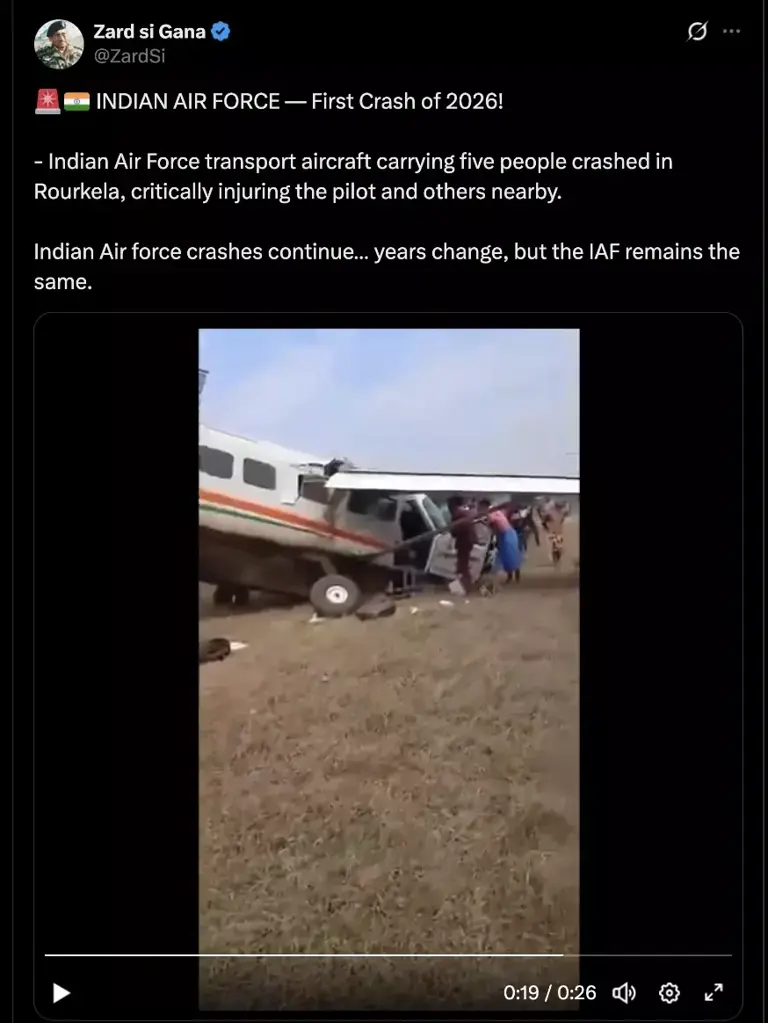 Charter plane crash in Odisha falsely shared as IAF flight