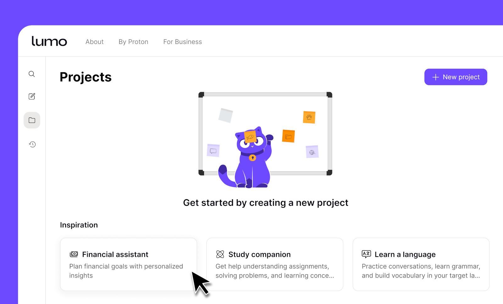 Proton's Lumo AI chatbot now has an encrypted space for your projects