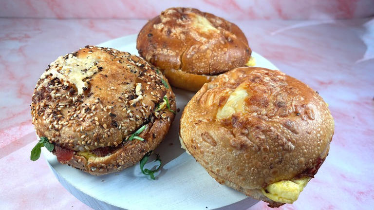 I tried Panera's new breakfast asiago bagel stacks, and the sauce does ...