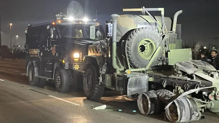 Man in stolen military style semi causes SWAT standoff on Texas interstate