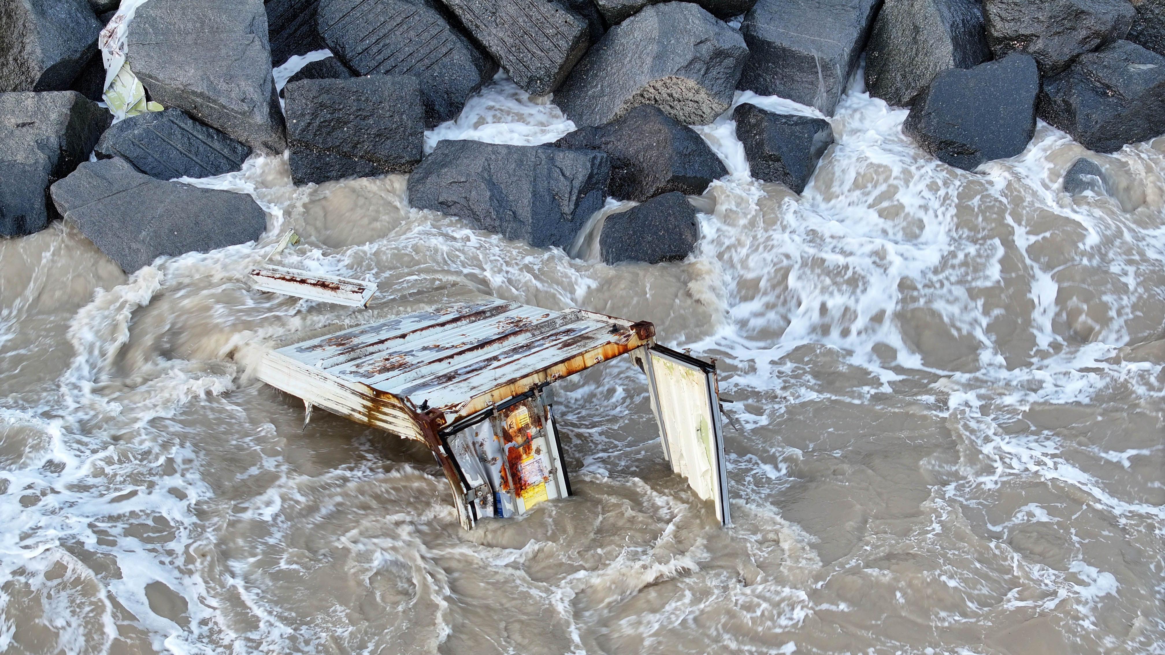 Another spilled container washes ashore