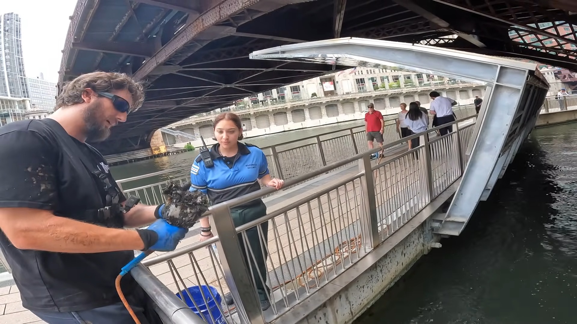 Magnet fishing turned awkward fast... "I've never seen that"